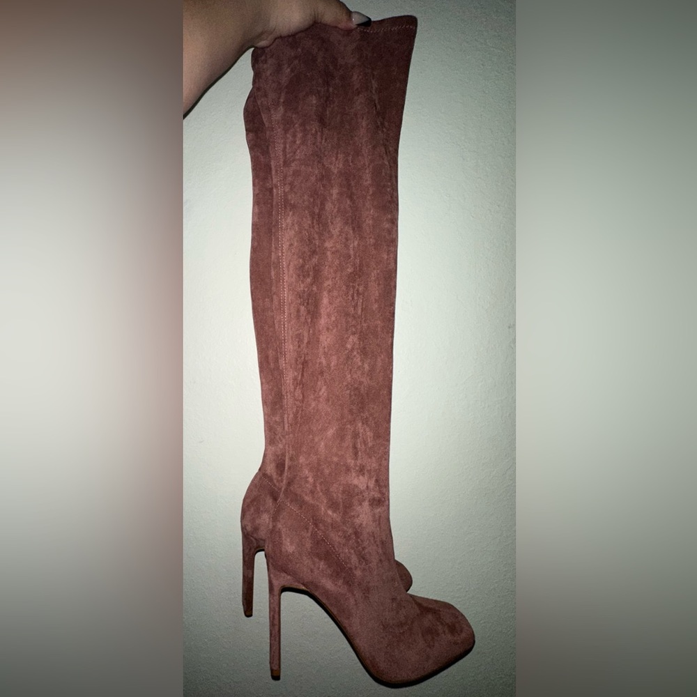 Dusty Rose Baddie Thigh High Boots - Gem